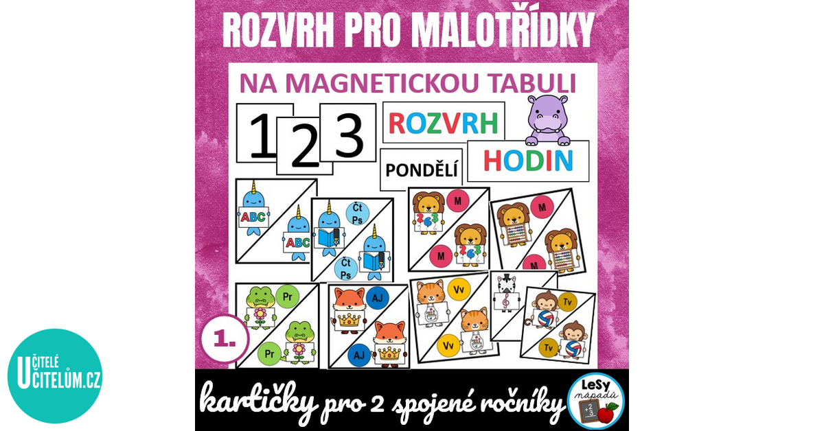 Rozvrh hodin pro malotřídku se zvířaty, velký - Prvouka | UčiteléUčitelům.cz